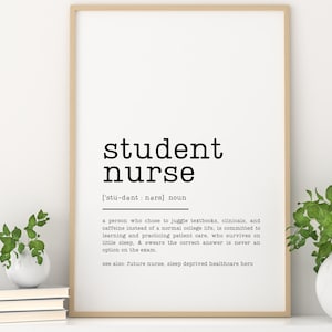 Student Nurse Definition Print | Student Nurse Gift | Nursing School ...