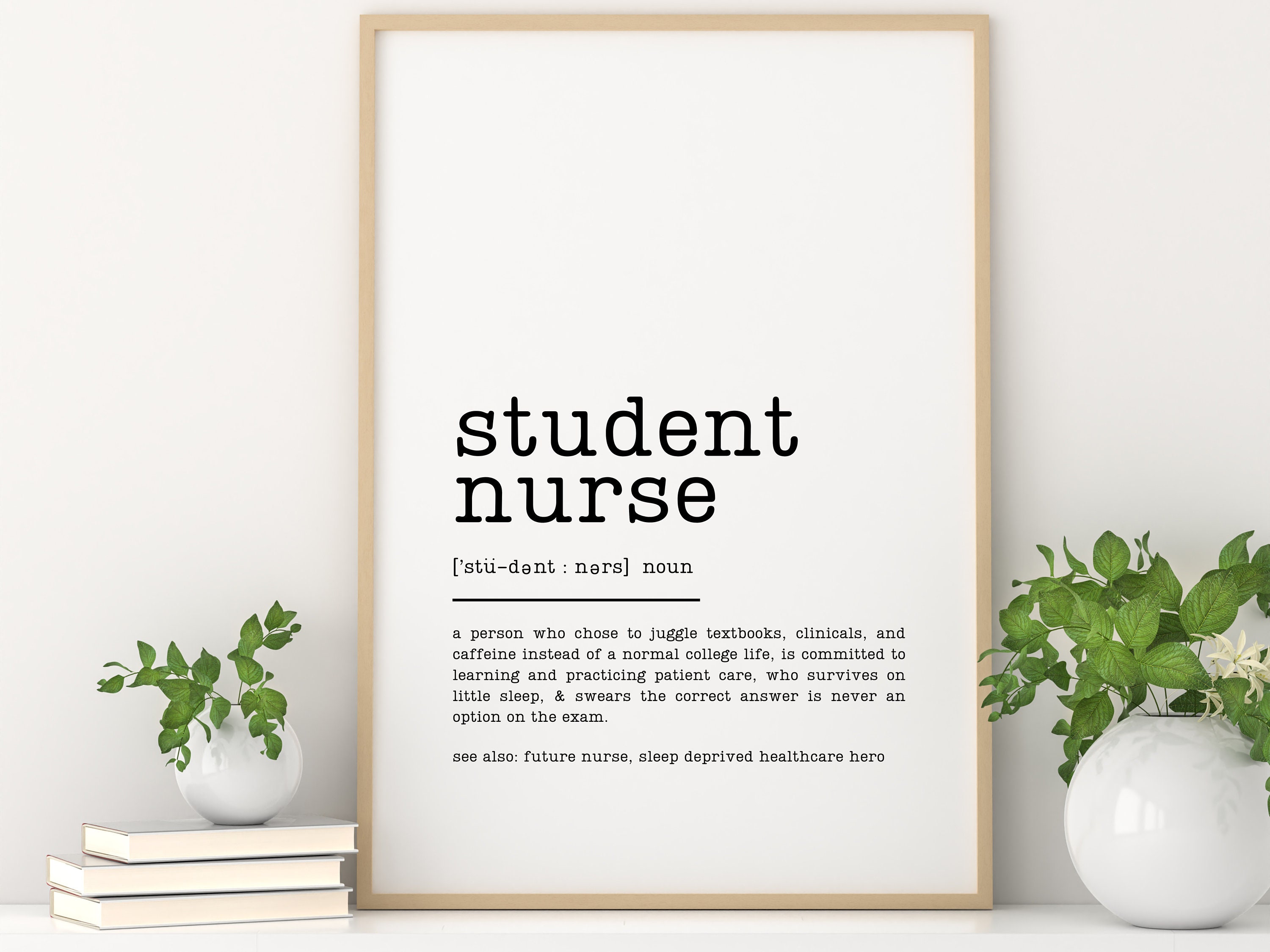 Student Nurse Definition Print | Student Nurse Gift | Nursing School ...
