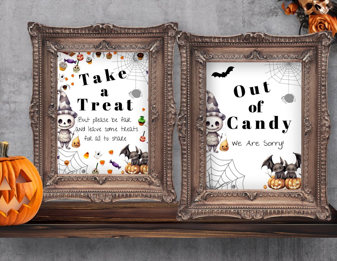 Printable Halloween Candy Bowl Sign Out of Candy Sign Halloween Take ...