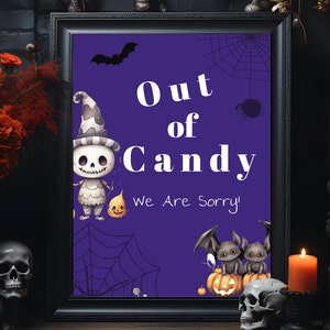 Printable Halloween Candy Bowl Sign Out of Candy Sign Halloween Take ...