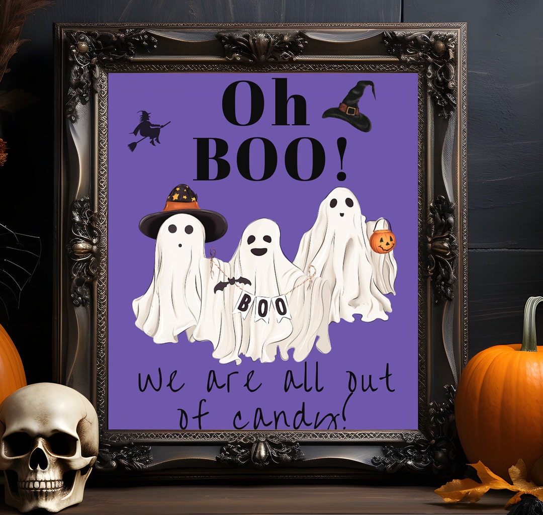 Printable Halloween Candy Bowl Sign Out of Candy Sign - Etsy