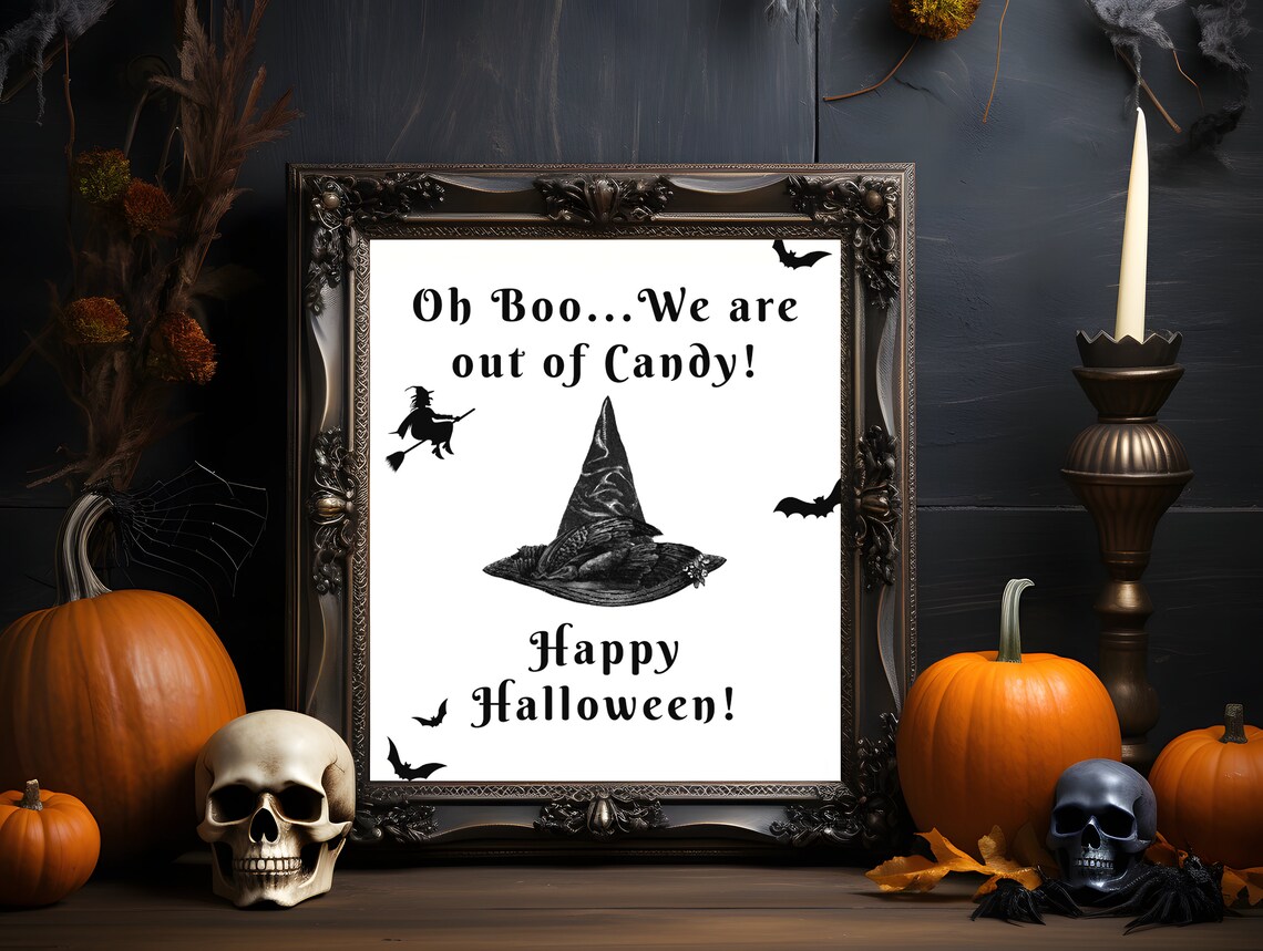 Printable Halloween Candy Bowl Sign Out of Candy Sign Halloween Take ...