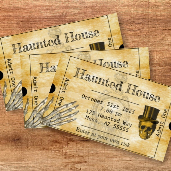Haunted House Ticket Template - Etsy