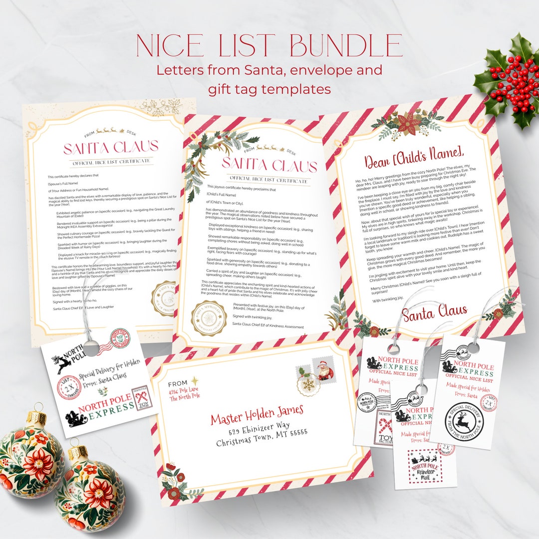 Santa Nice List Letter Nice List Certificate Nice List - Etsy