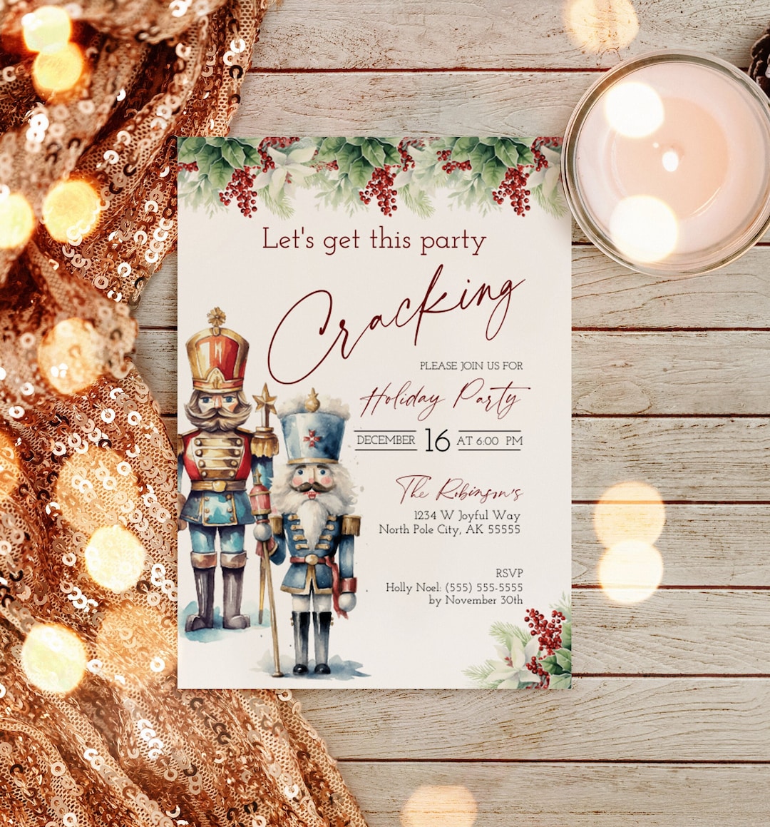 Nutcracker Invitation Download, Christmas Party Invitation, Editable ...