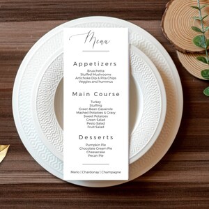 Buffet Menu Cards Template, Instant Download, Minimalist Buffet Card ...