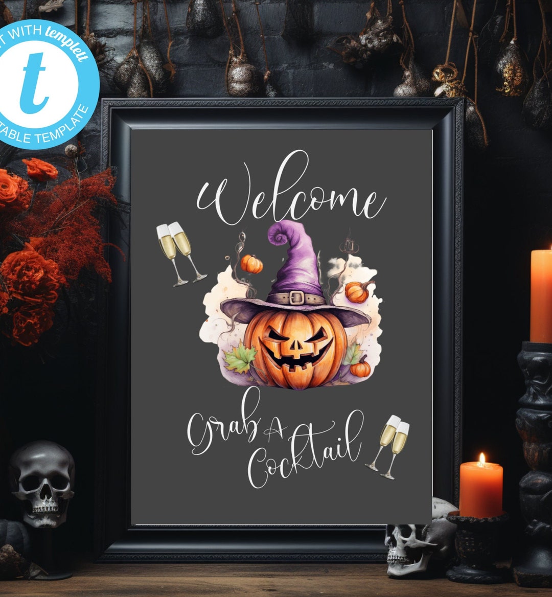 Welcome Sign Halloween 8x10 Costume Party Adult Cocktail Party Jack O ...