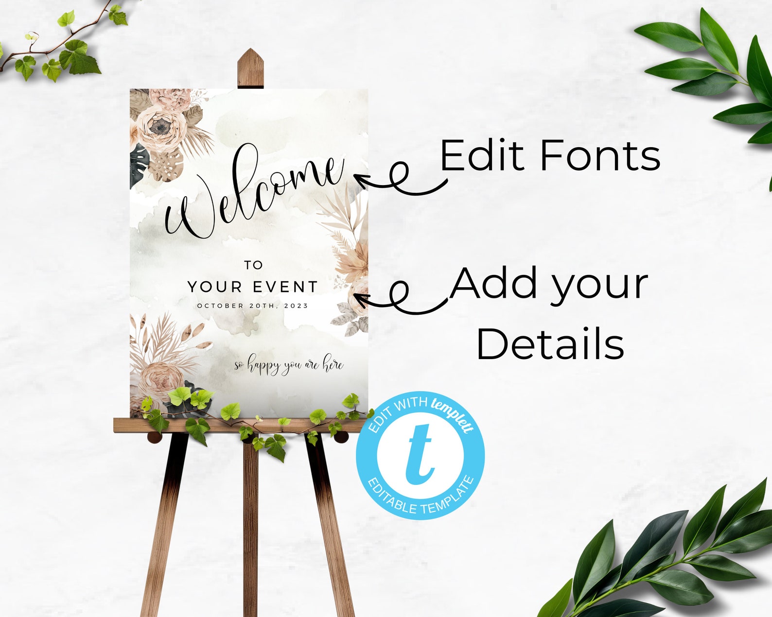 Downloadable Welcome Sign, Instant Access, Welcome Sign Template, Boho ...