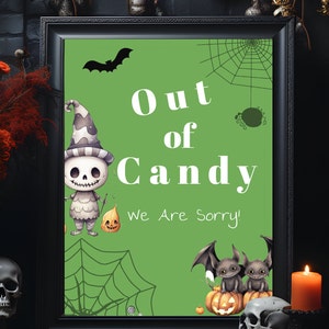 Printable Halloween Candy Bowl Sign Out of Candy Sign Halloween Take ...