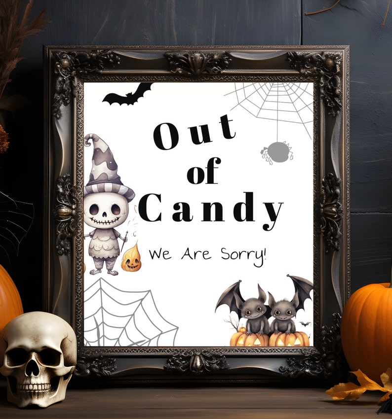 Printable Halloween Candy Bowl Sign Out of Candy Sign Halloween Take ...