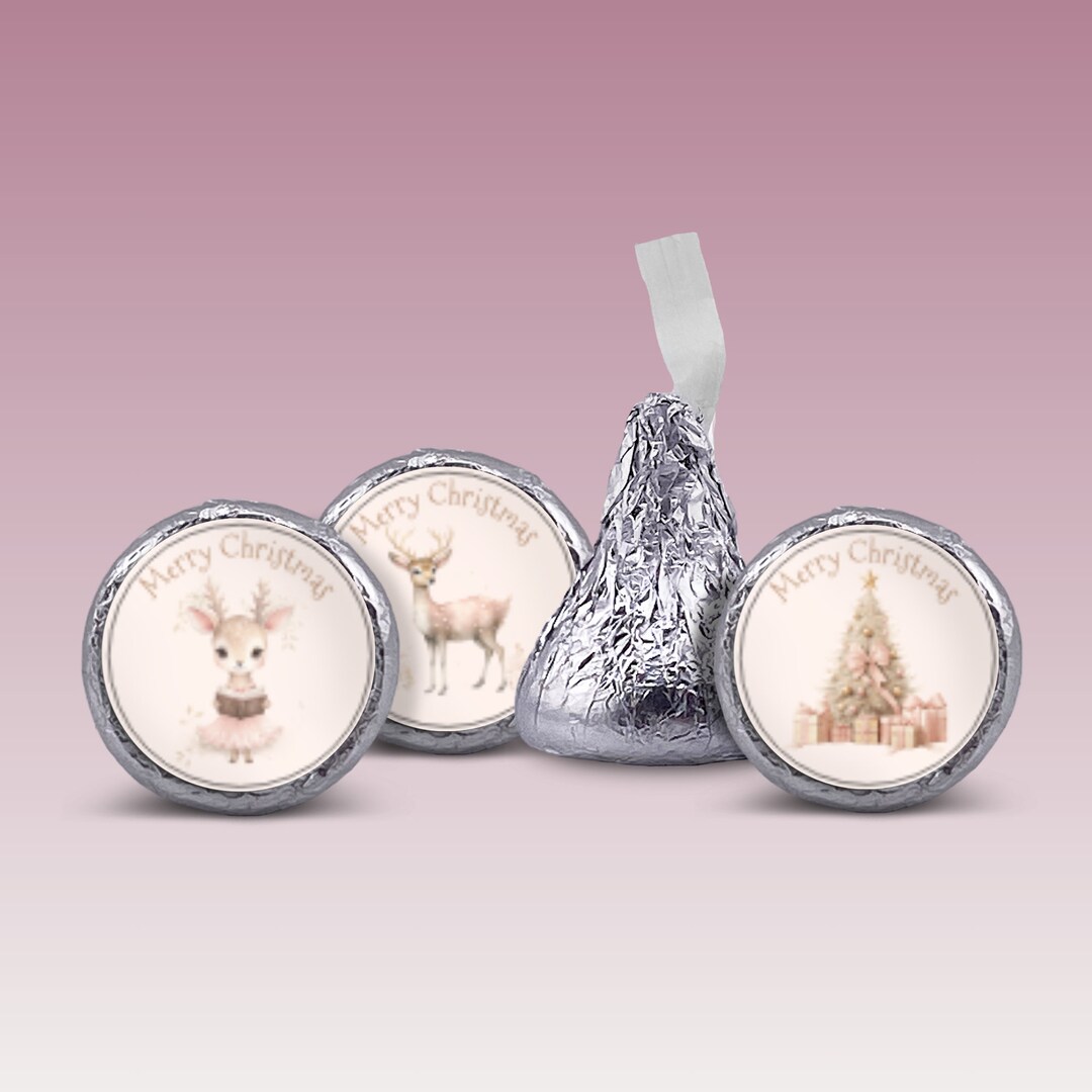 Chocolate Kiss Stickers Templates Christmas Candy Labels Pink Christmas ...
