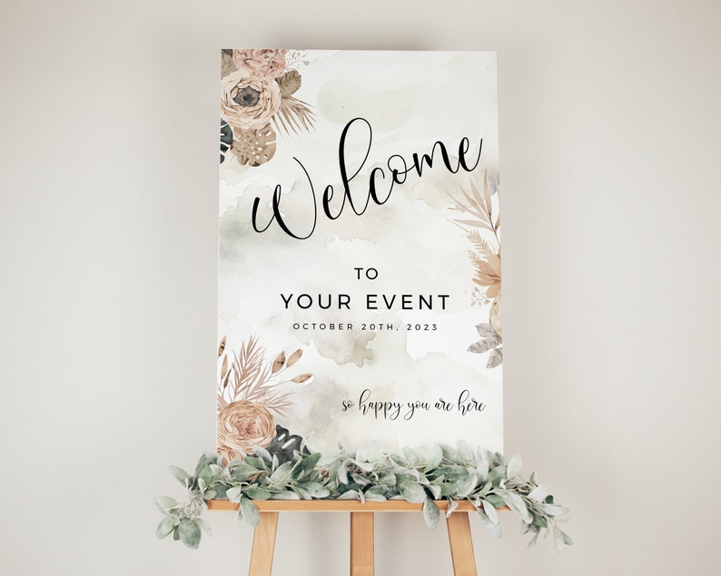 Downloadable Welcome Sign, Instant Access, Welcome Sign Template, Boho ...