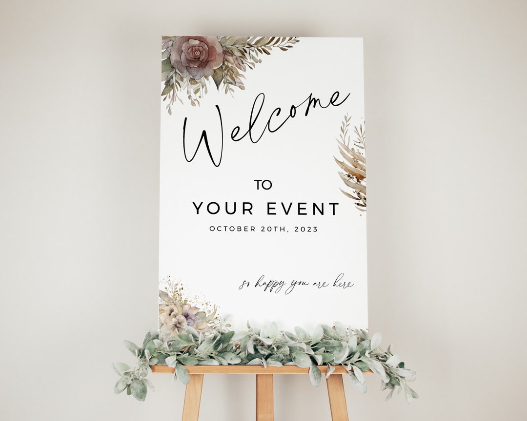 Downloadable Welcome Sign, Instant Access, Welcome Sign Template, Boho ...