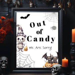 Printable Halloween Candy Bowl Sign Out of Candy Sign Halloween Take ...