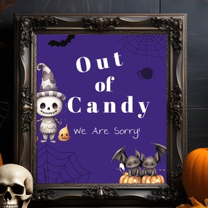 Printable Halloween Candy Bowl Sign Out of Candy Sign Halloween Take ...
