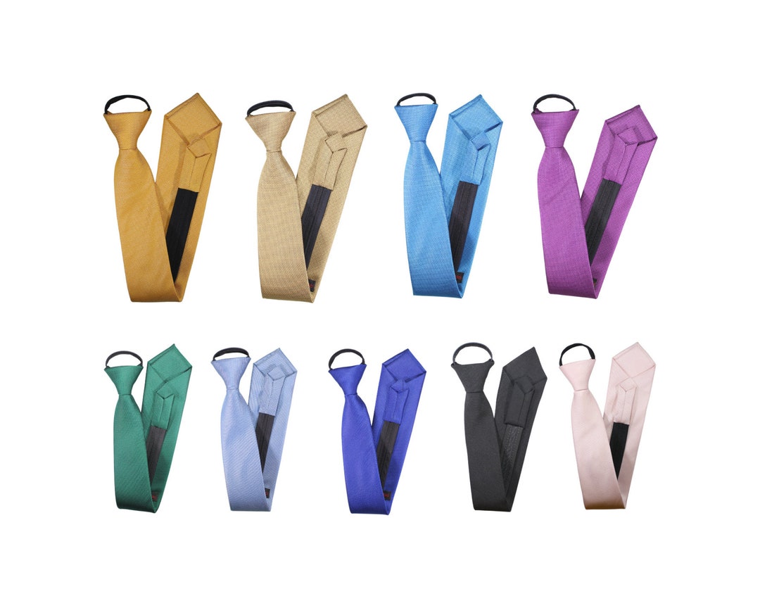Eyelet Pattern Zipper Necktie - Unicolor Pre-tied Zip up Necktie ...