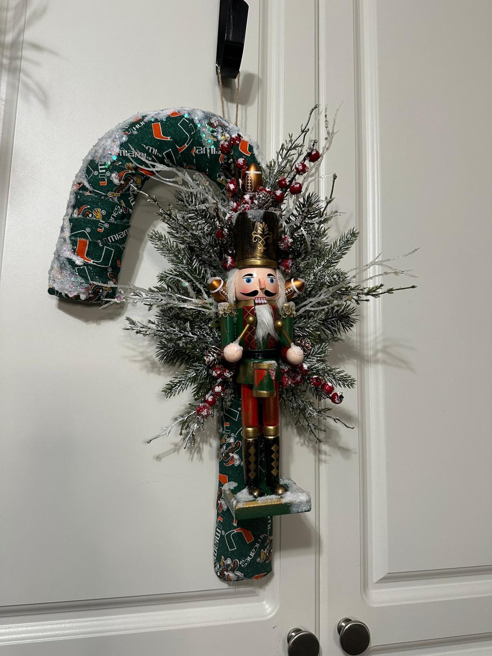 Miami Hurricanes Nutcracker Candy Cane Wreath: Festive Sports Decor for ...