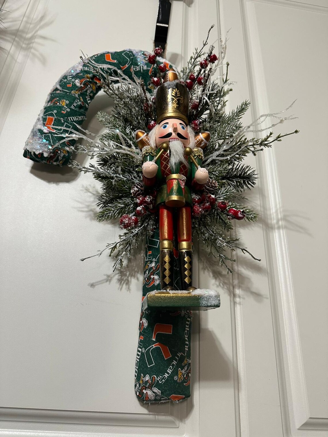 Miami Hurricanes Nutcracker Candy Cane Wreath: Festive Sports Decor for ...