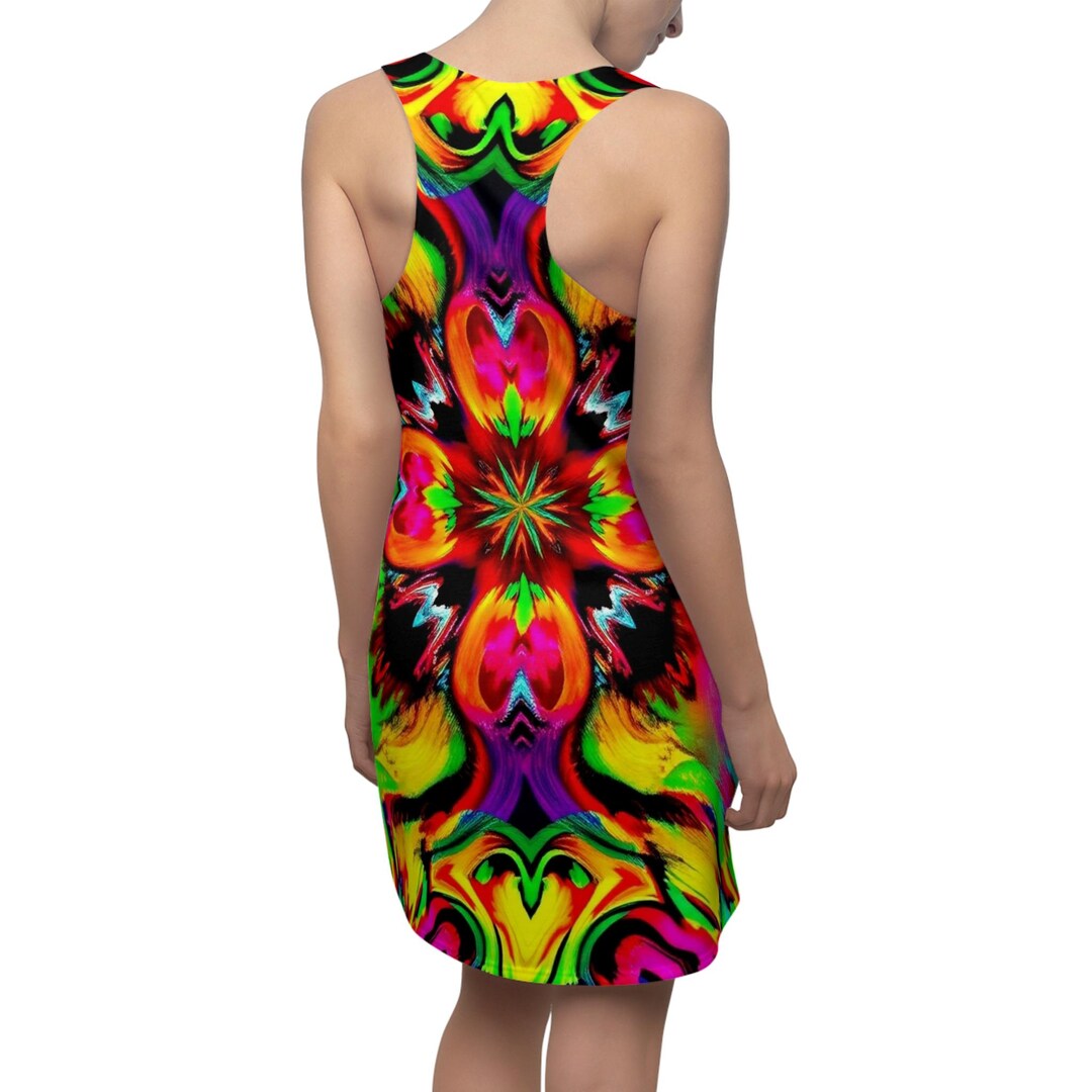 Psychedelic Racerback Dress, Womens Dress, Colorful Summer Dress, Boho ...