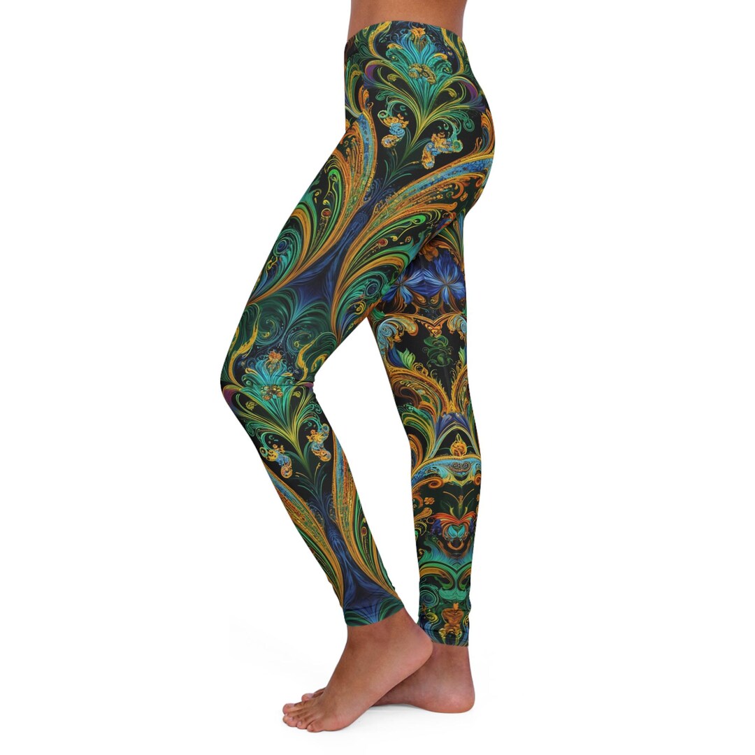Paisley Leggings, Stretchy Yoga Pants, Women's Boho Chic Tights ...