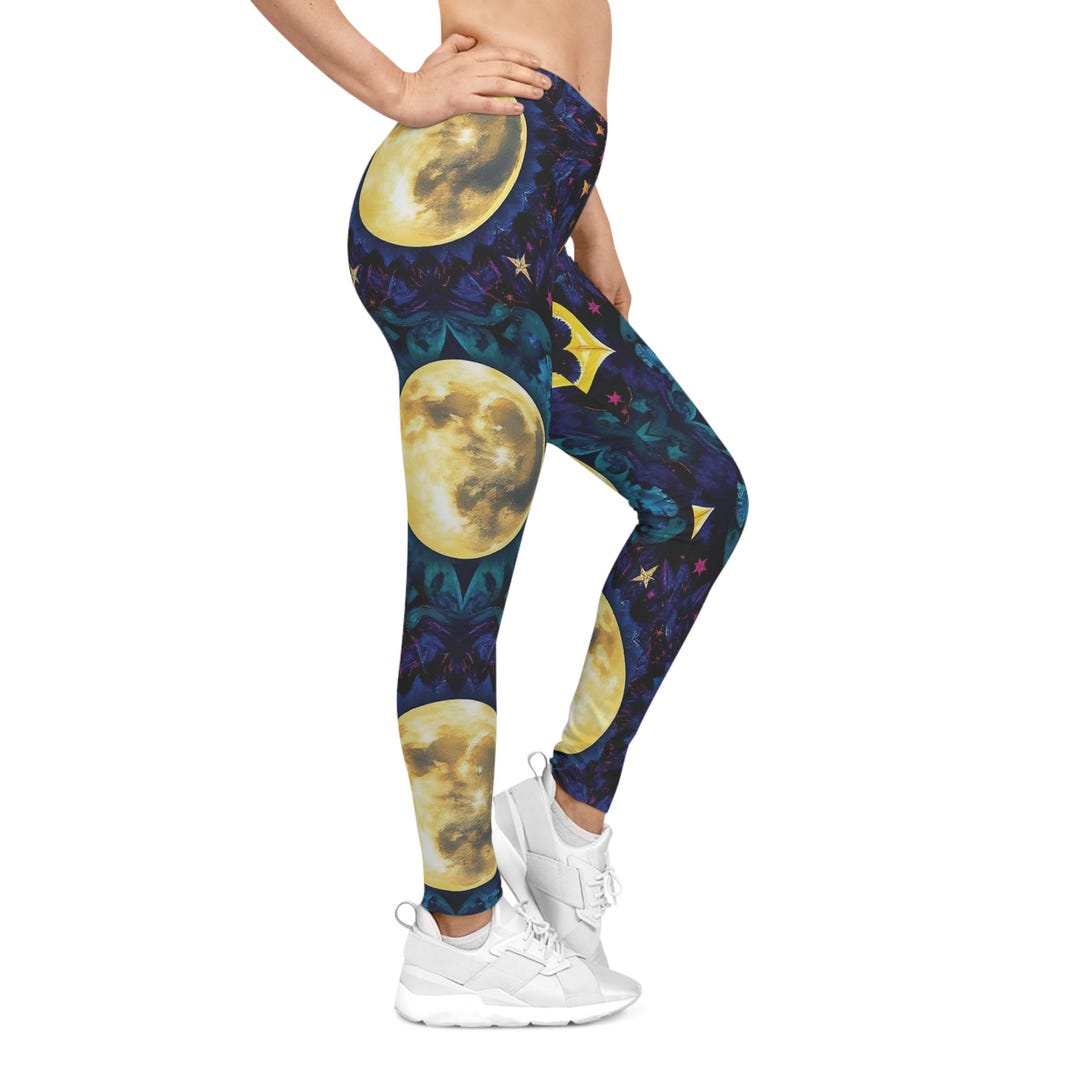 Cosmic Moon Leggings - Celestial Yoga Pants for Women, Night Sky ...