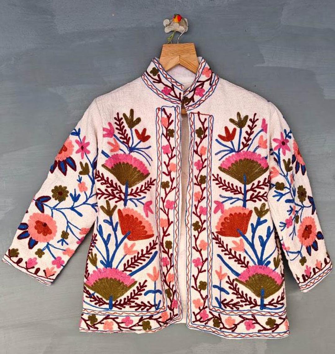 White Hand Embroidery Jacket Coat,women Wear Winter Jackets, Bridesmaid ...