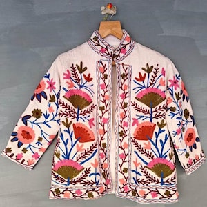 White Hand Embroidery Jacket Coat,women Wear Winter Jackets, Bridesmaid ...