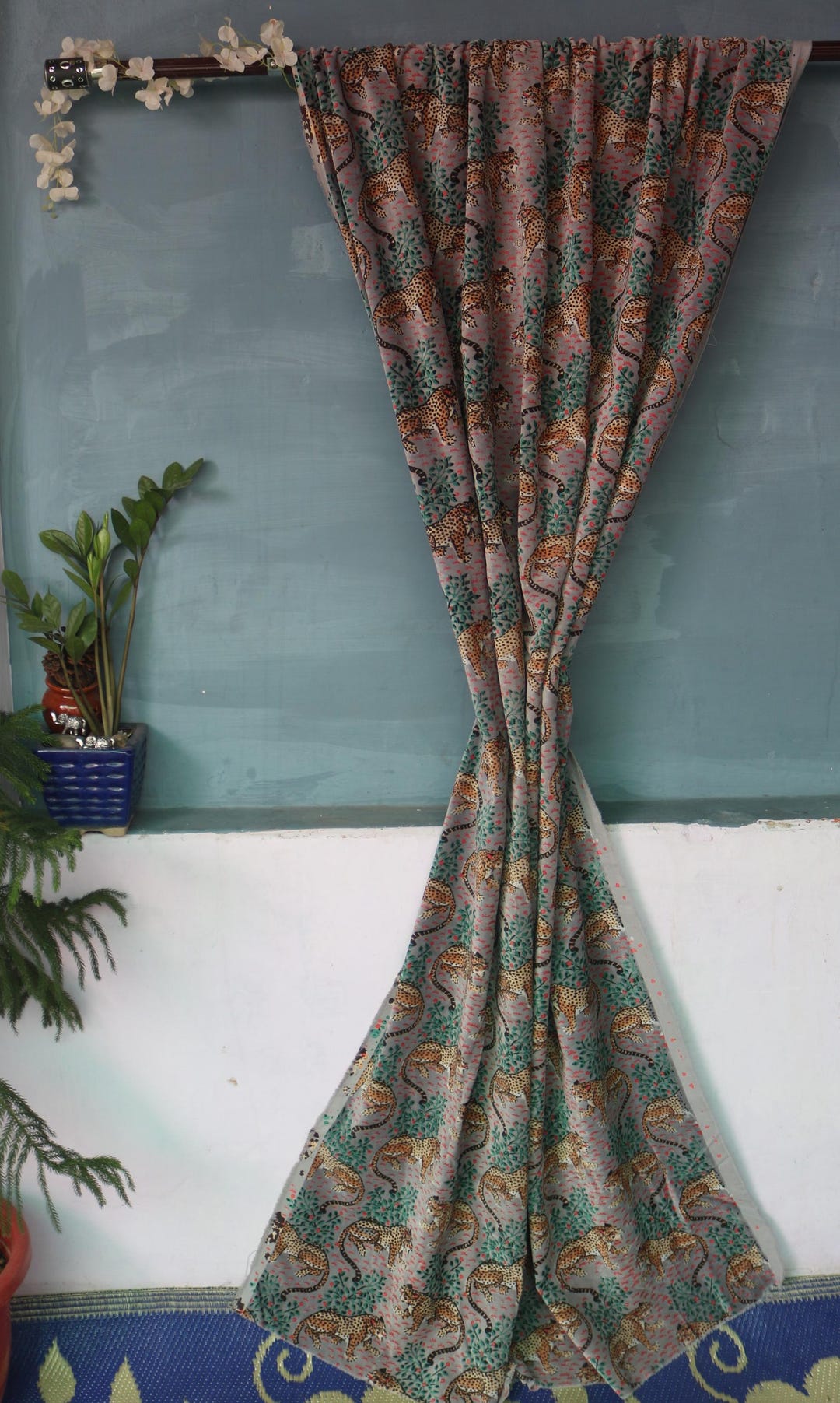 Indian Cotton Velvet Curtain, Curtain, Boho Curtain, Luxury Drapes ...