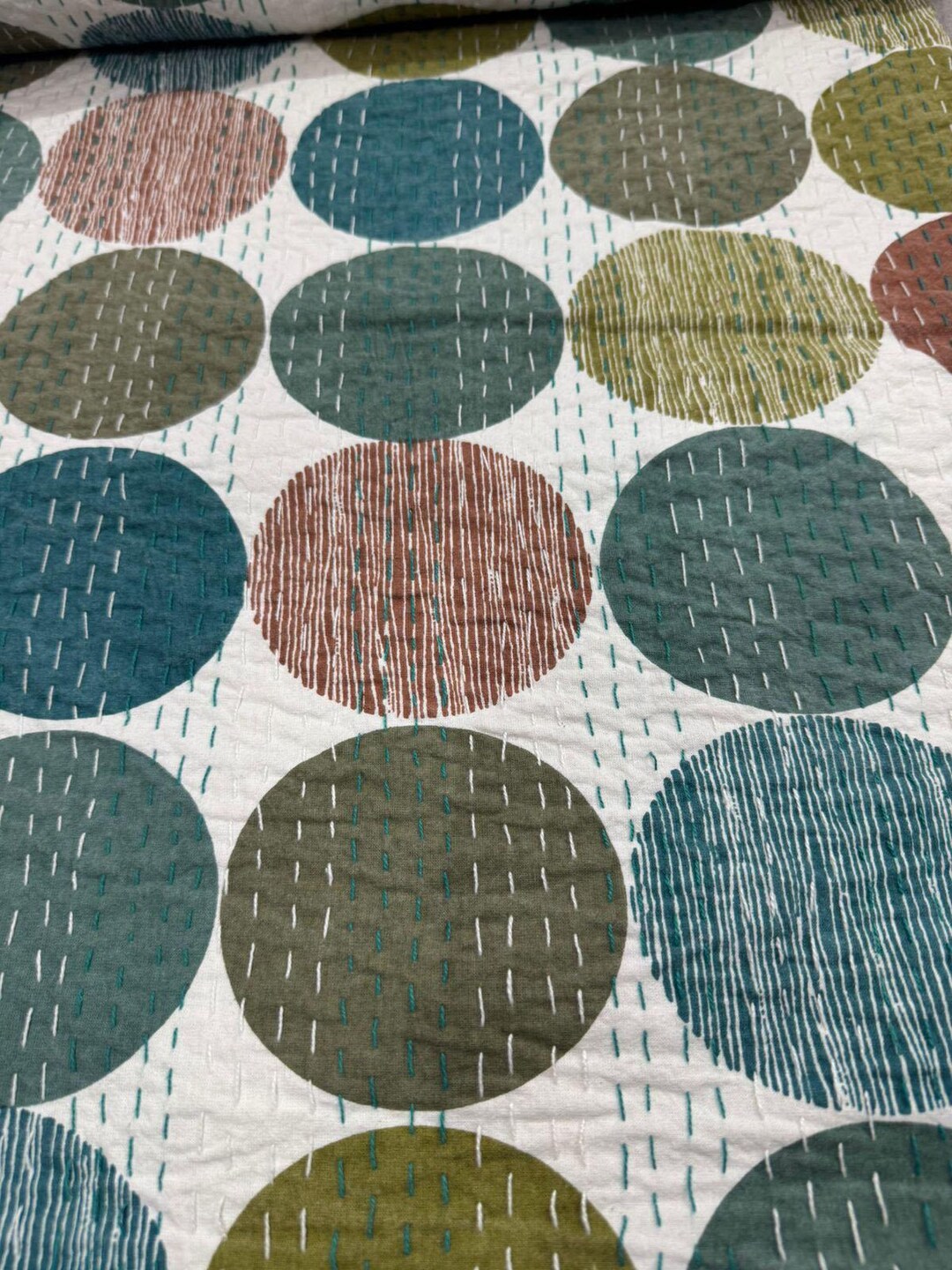 Indian Block Print Quilt, Multi Polka Dot Kantha Bed Cover, Cotton ...