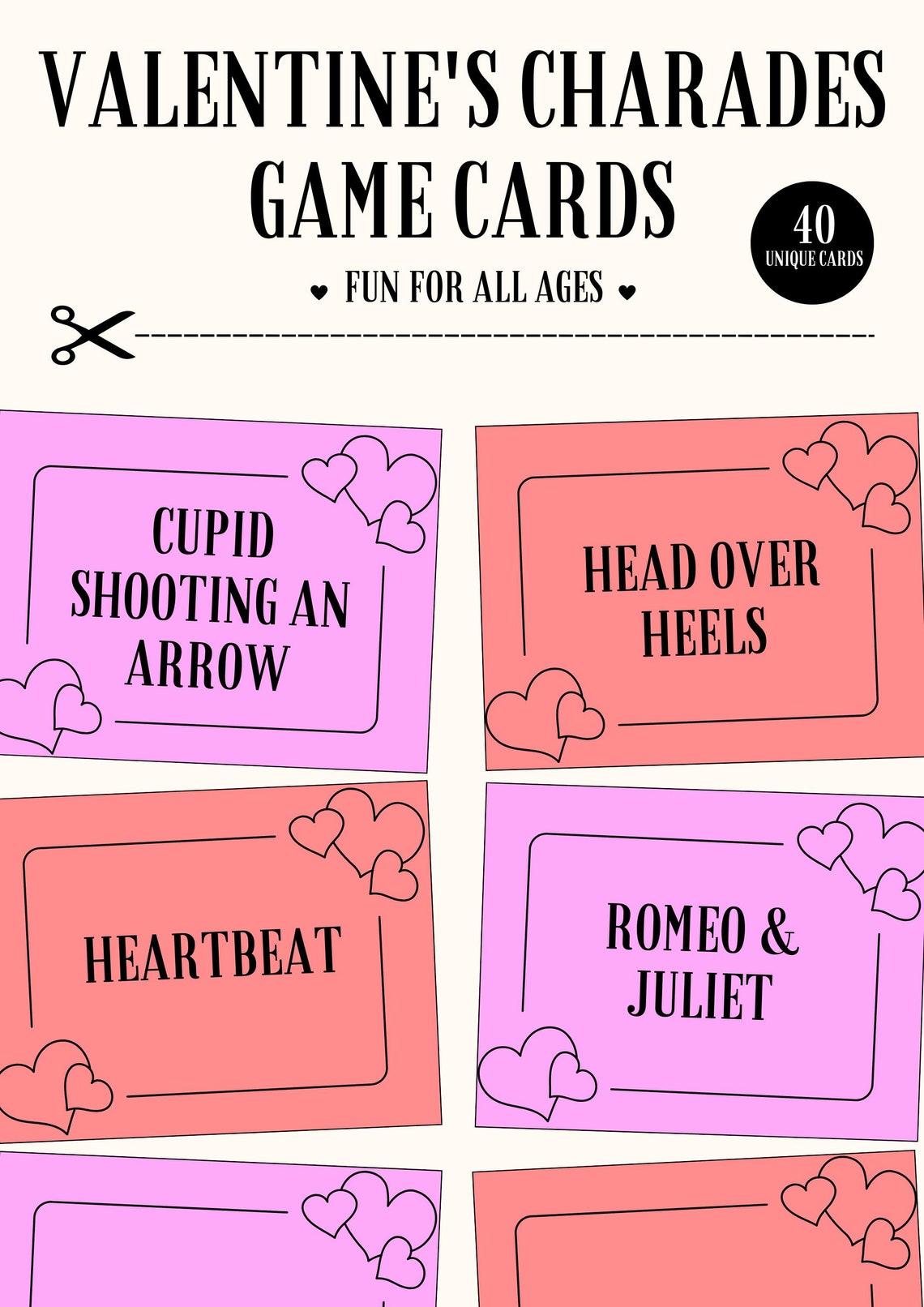 Valentine's Charades Game Cards, Valentine's Day Printable Charades ...