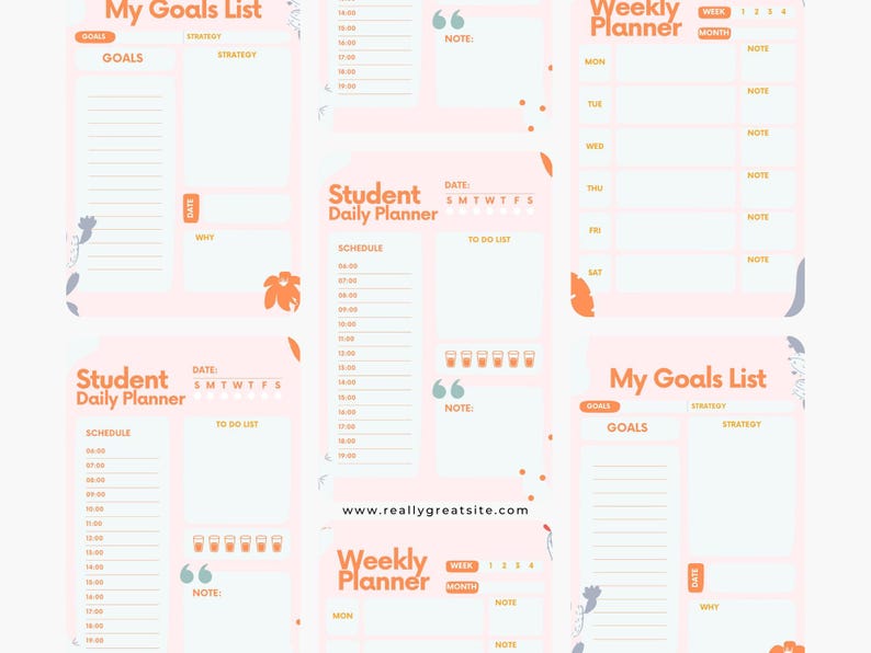 Printable Elegant Study Planner | Academic Organizer | Study Schedule ...