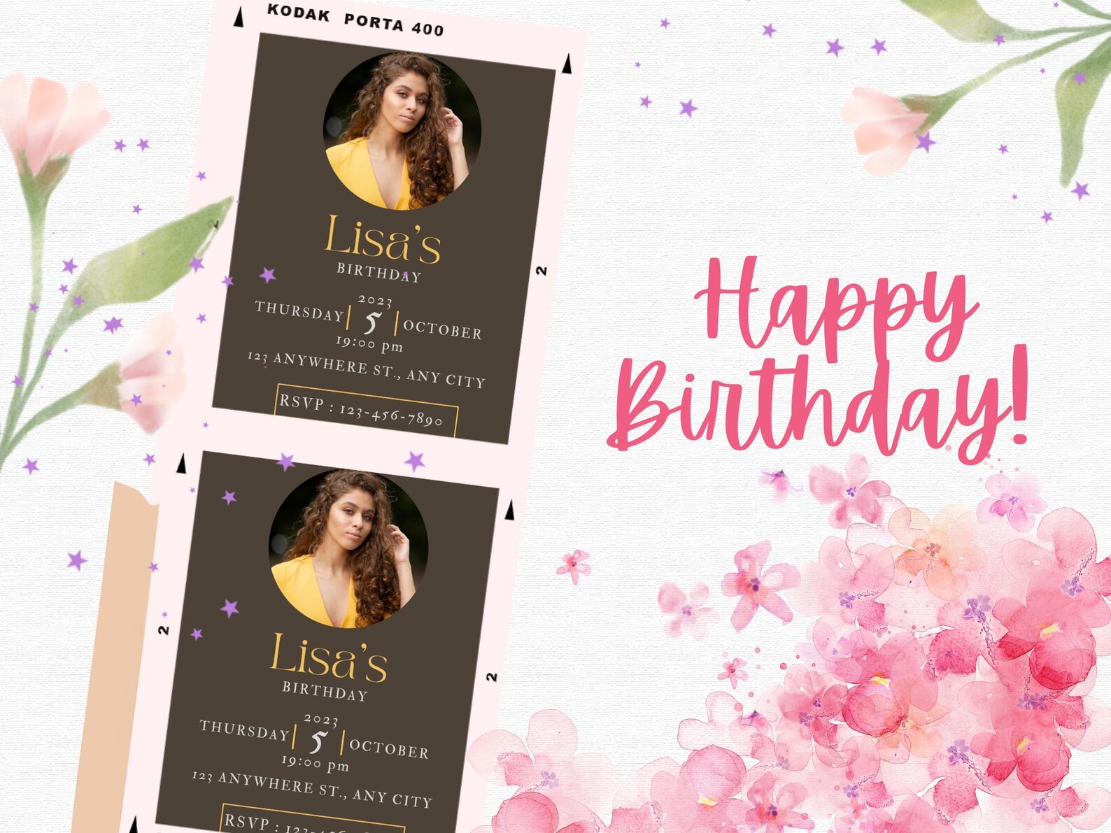 Customizable Birthday Invitation | Brown Background With White Text ...