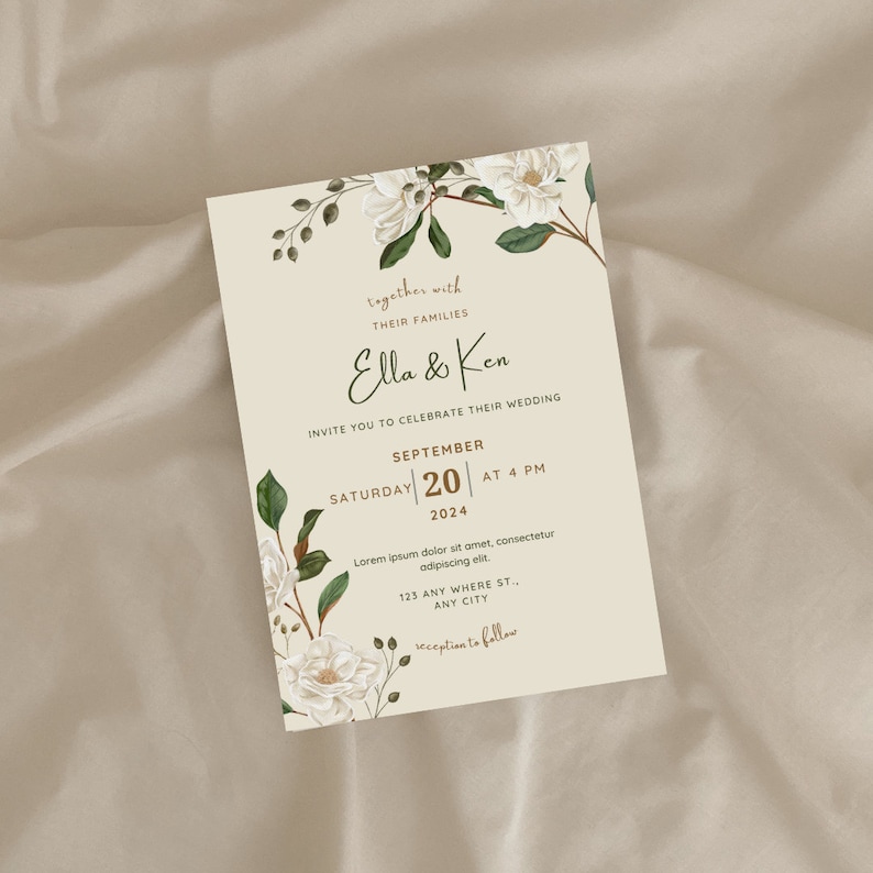 Wedding Invitation Template Fully Editable Printable Wedding Invitation Wedding Invitation ...