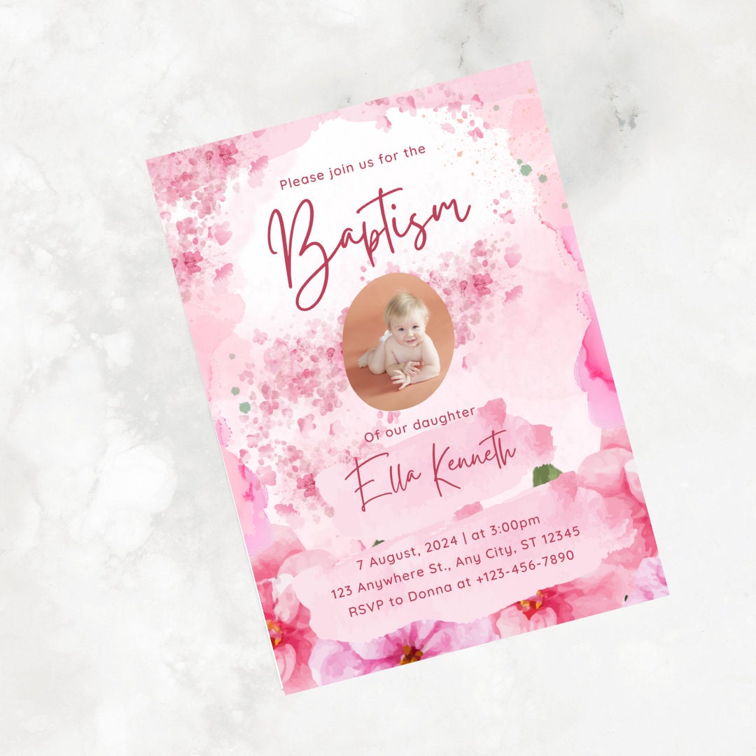 Baptism Invitation Template, Instant Download, Printable Baptism Invite ...