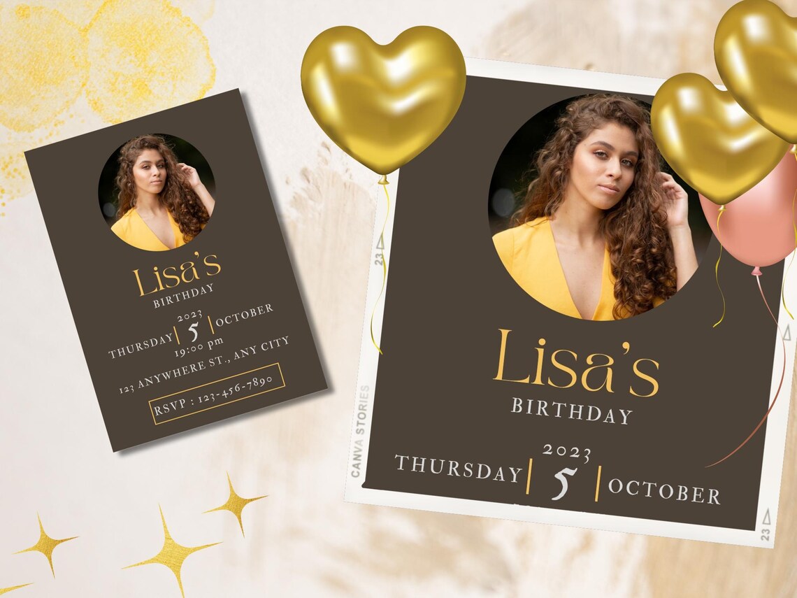 Customizable Birthday Invitation | Brown Background With White Text ...