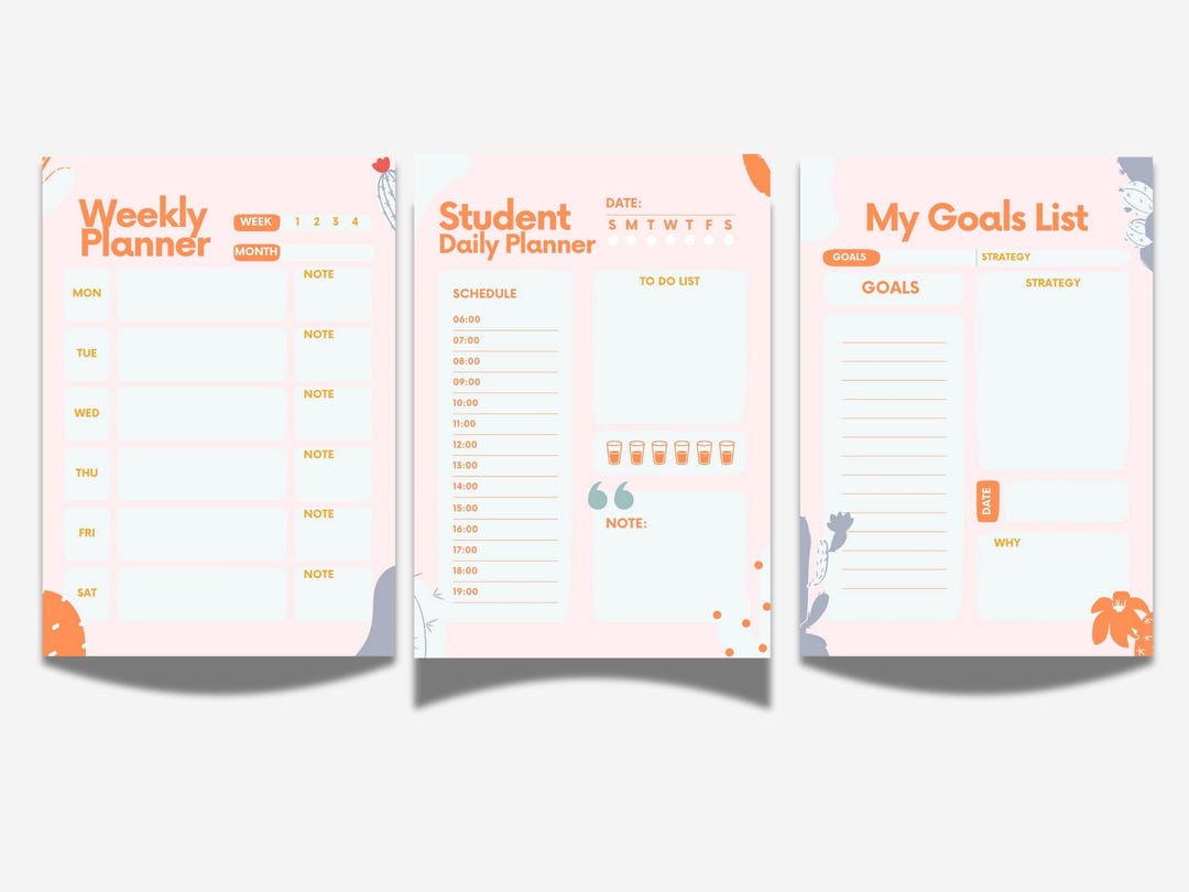 Printable Elegant Study Planner | Academic Organizer | Study Schedule ...