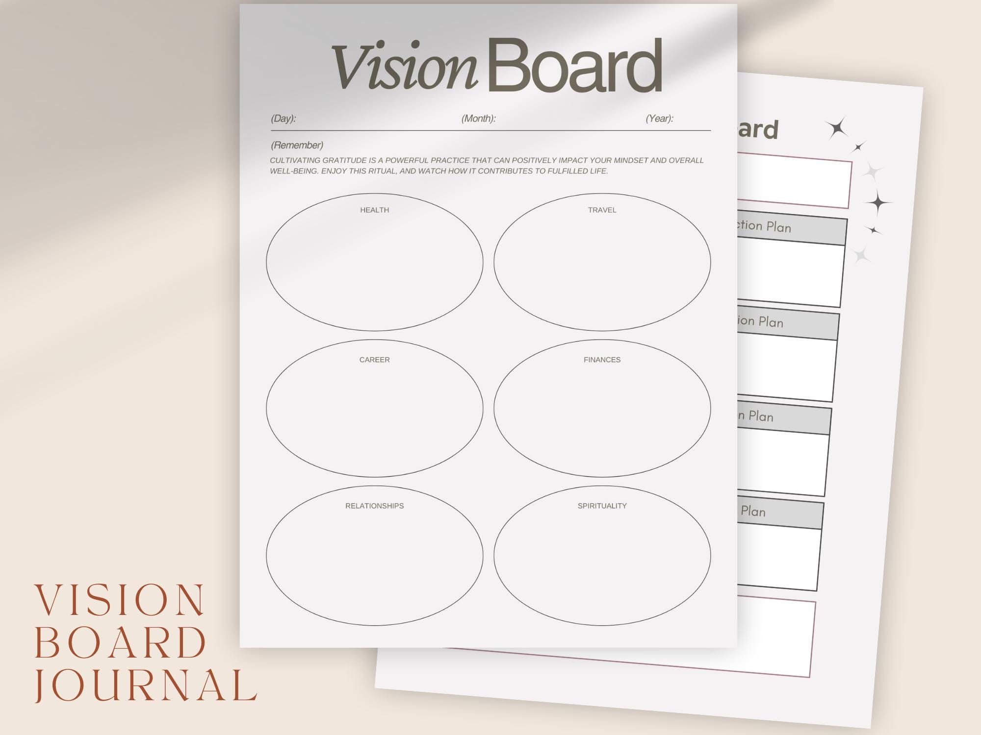 Printable Vision Board Journal | Goal Setting and Manifestation Planner ...