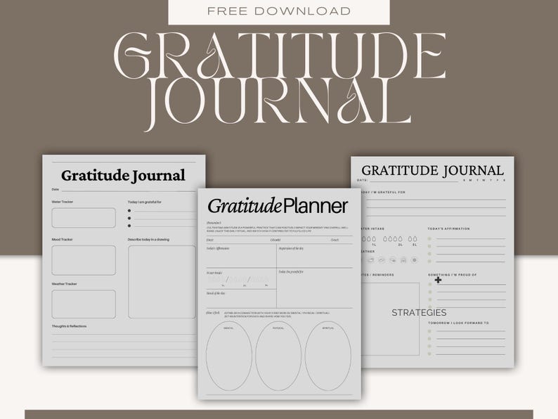 Printable Gratitude Journal | Daily Gratitude Log | Mindfulness and ...
