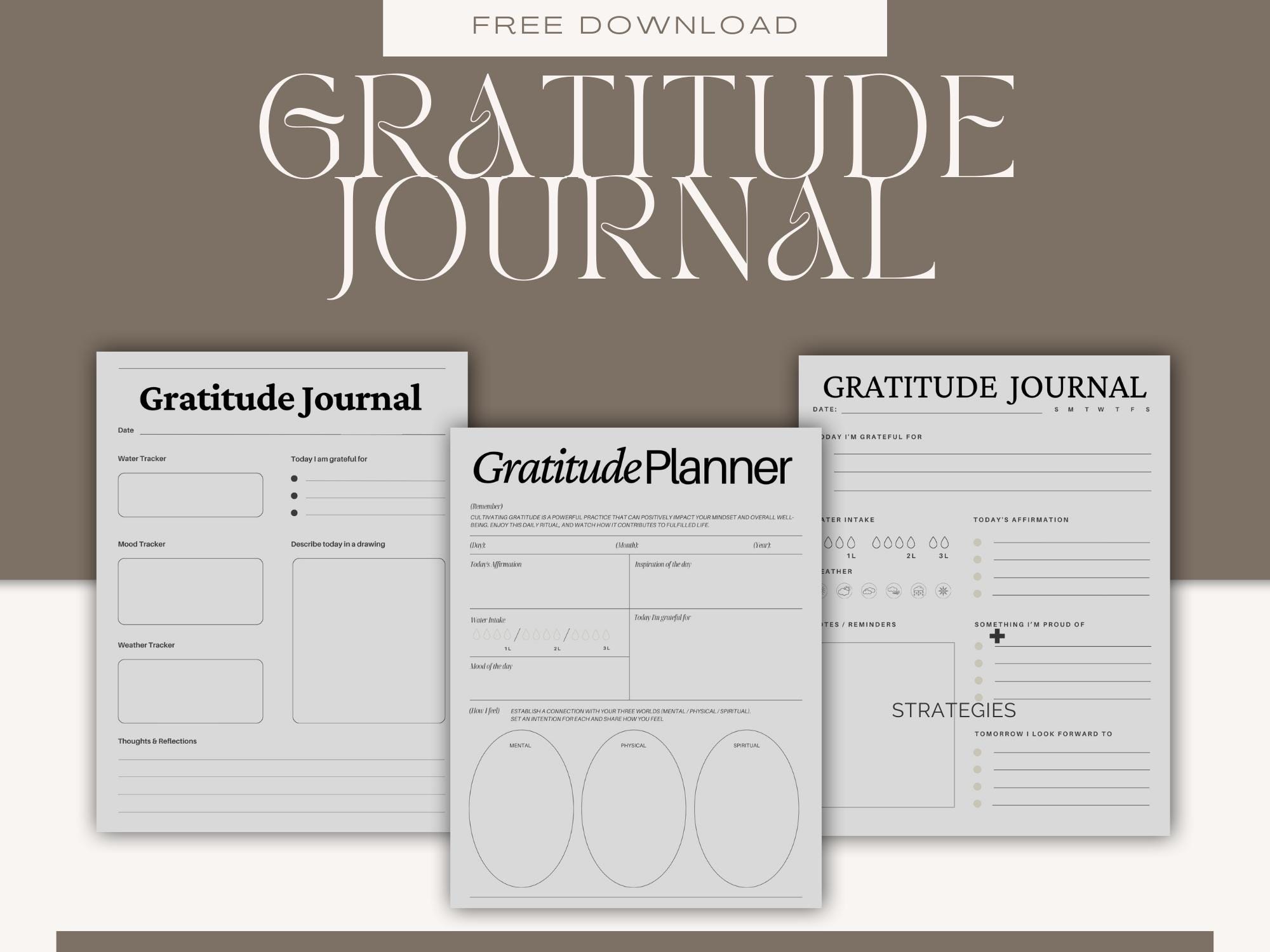 Printable Gratitude Journal | Daily Gratitude Log | Mindfulness and ...