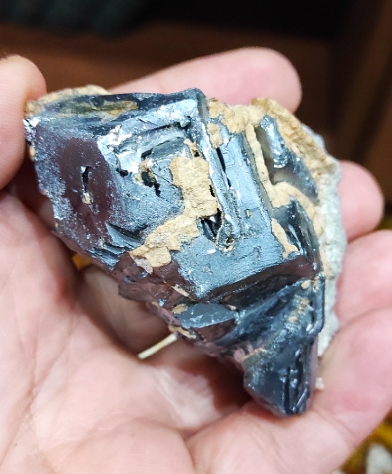 Mirror Galenite Scelet Crystal With Calcite, Dalnegorsk Russia - Etsy