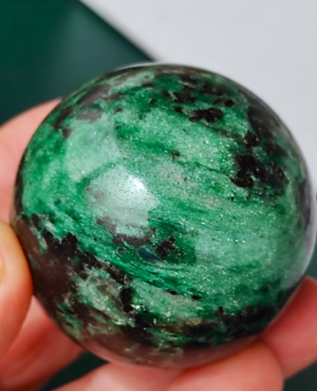 Green Fuchsite With Red Almandine in Albite Ball (55mm) - Etsy UK