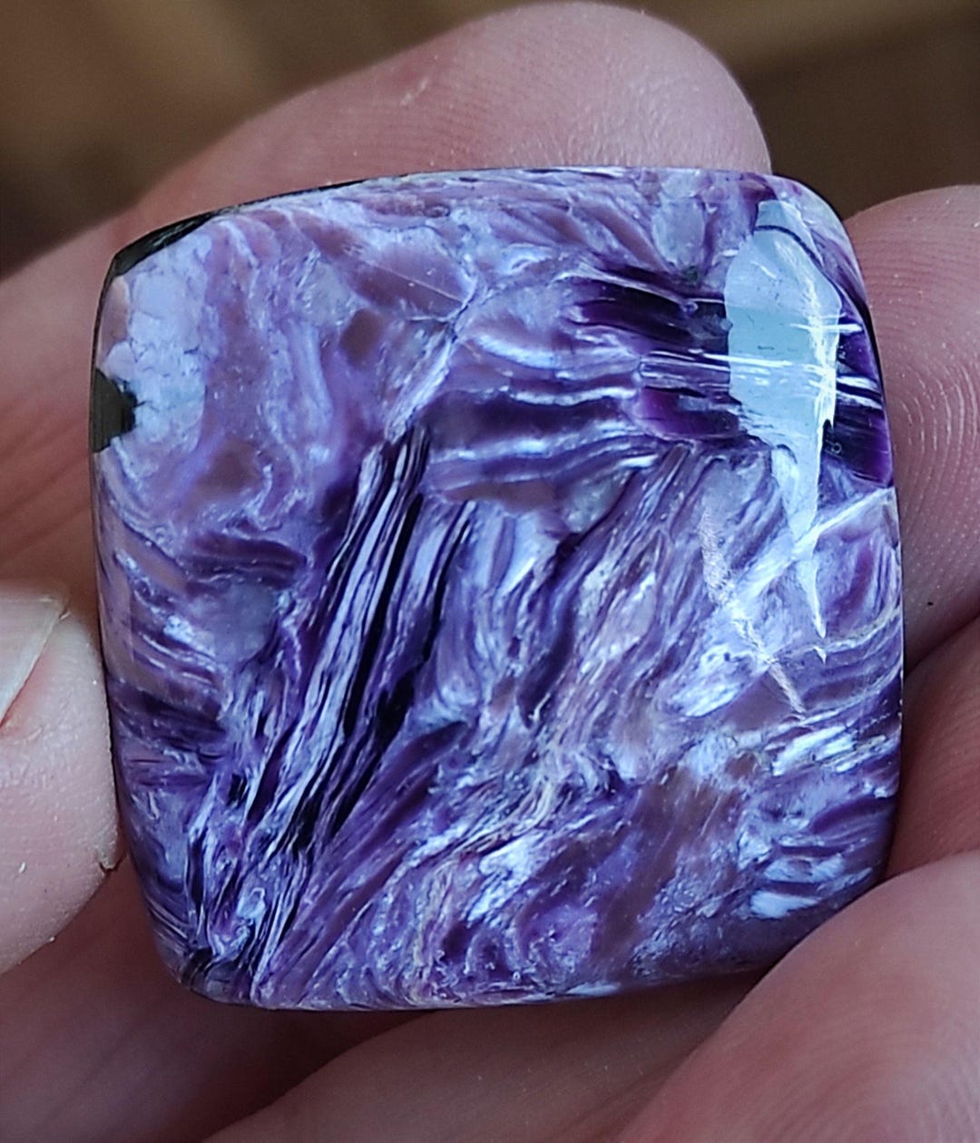 Polished Purple Charoite Cabochon: Siberian AAA Grade Gemstone (32mm ...