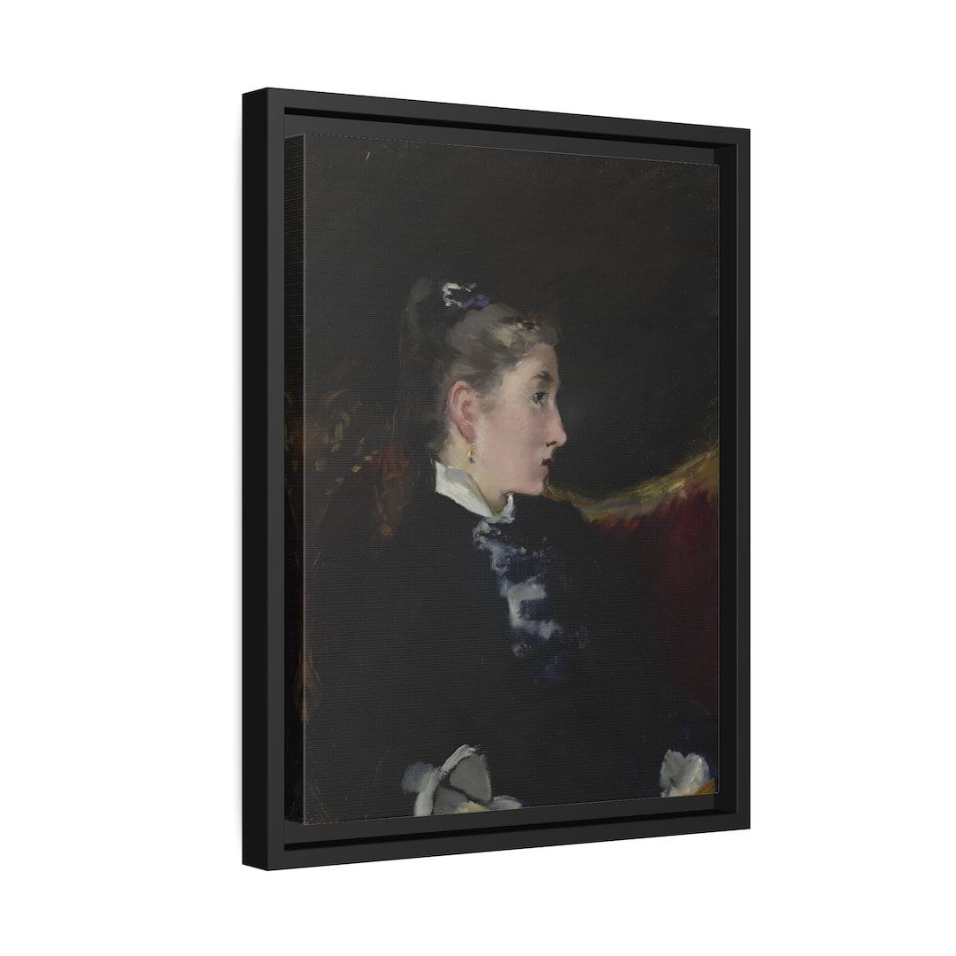 Edouard Manet Profile of a Young Girl Framed Canvas Print With Black ...