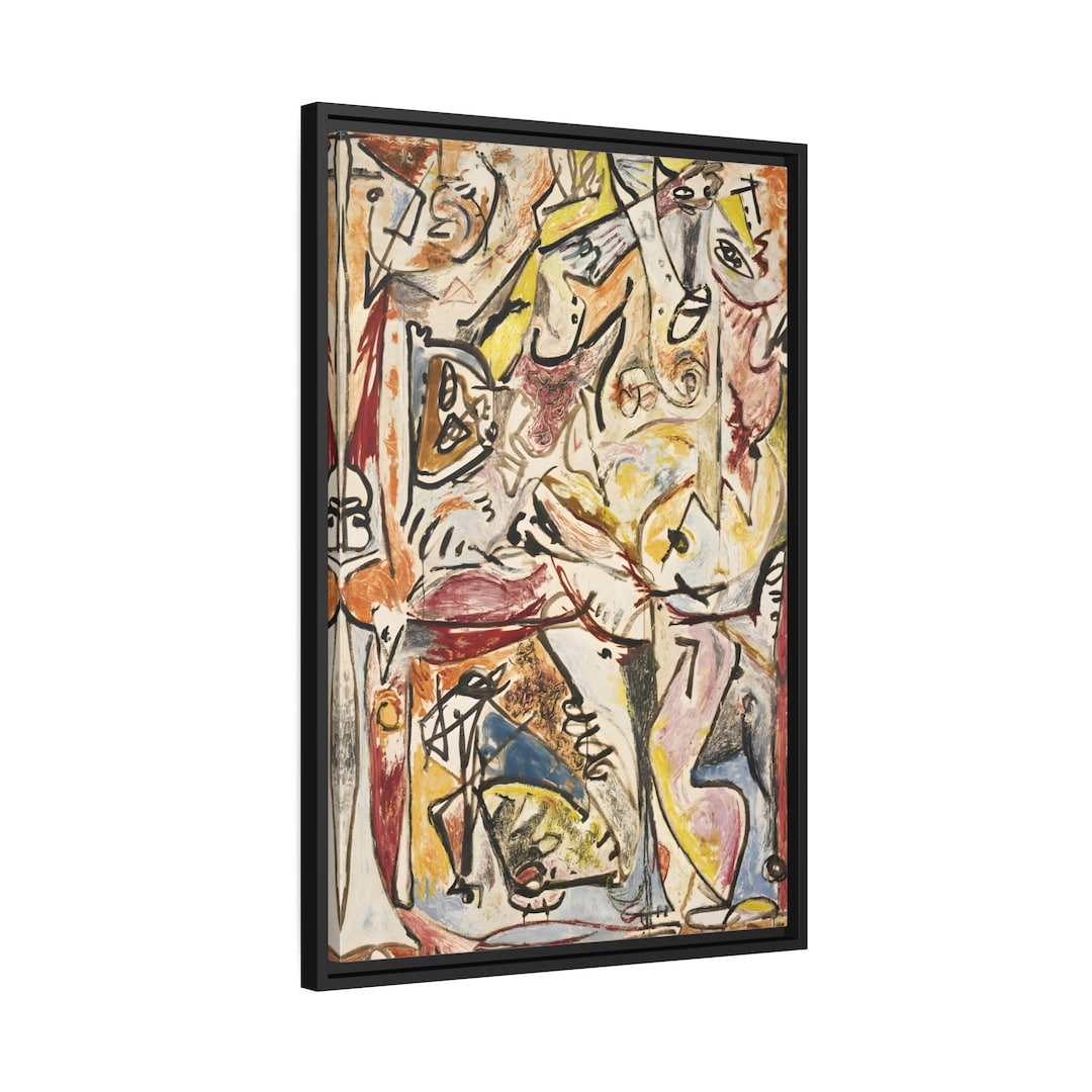 Jackson Pollock the Blue Unconscious Framed Canvas Print With Black ...