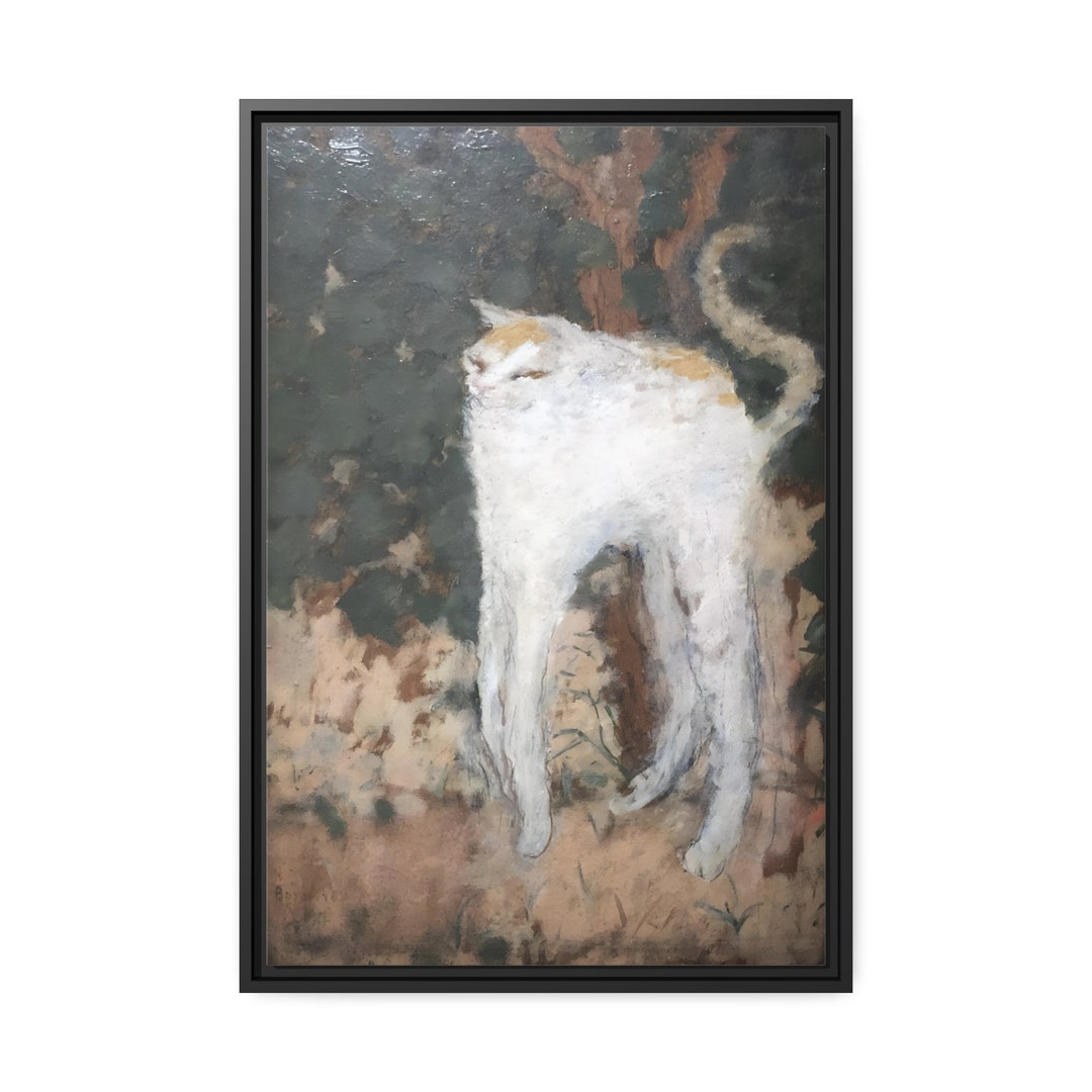 Pierre Bonnard the White Cat Canvas Framed Canvas Print With Black ...