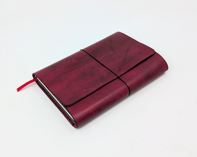 B6 Tri Fold Soft Pebbled Leather Travelers Notebook With Handtooled ...