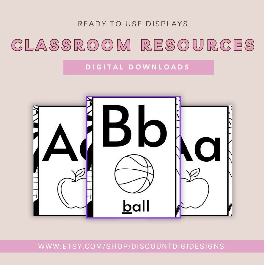 Alphabet Chart - Black and White (preschool/reception/foundation) - Etsy