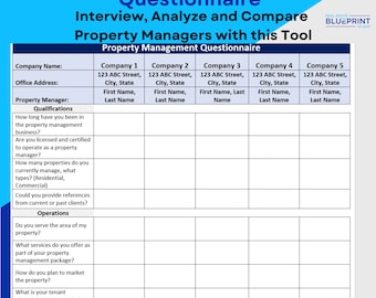 Real Estate Property Management Questionnaire Worksheet L Microsoft ...