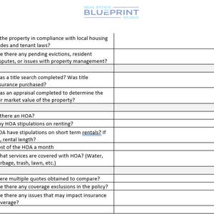 Rental Property Purchase Due Diligence Checklist L Microsoft Word ...