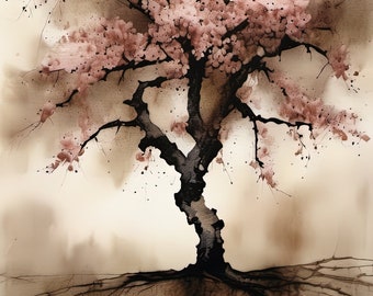 Cherry Tree Watercolor Painting 12 | Downloadable JPEG Wall Art Print ...